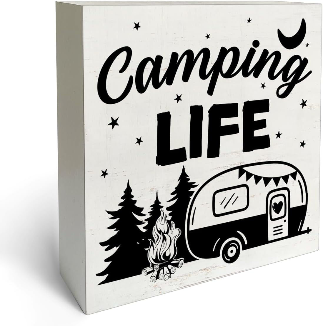Farmhouse Style Camping Life Box Sign Wood Desk Sign Decor Camper ...