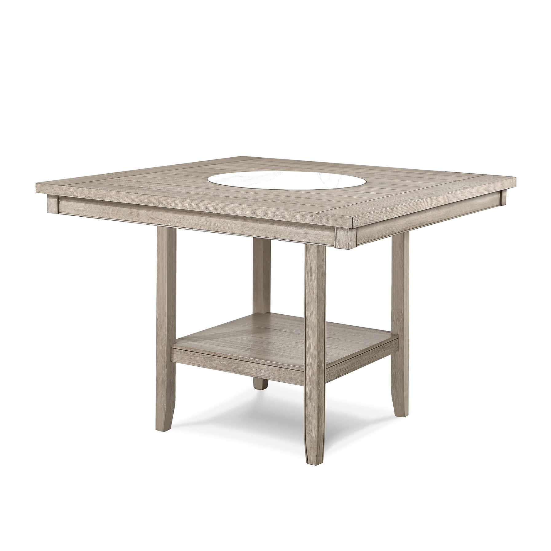 Farmhouse Style Dining Table - Tan/Beige Gray Finish and Faux Marble ...