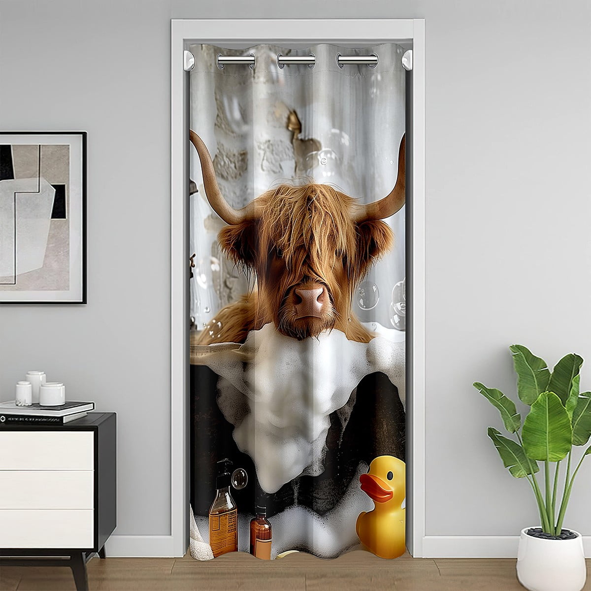 Farmhouse Style Door Curtain 1 Panel,60"W X 80"L,Bathing Highland ...