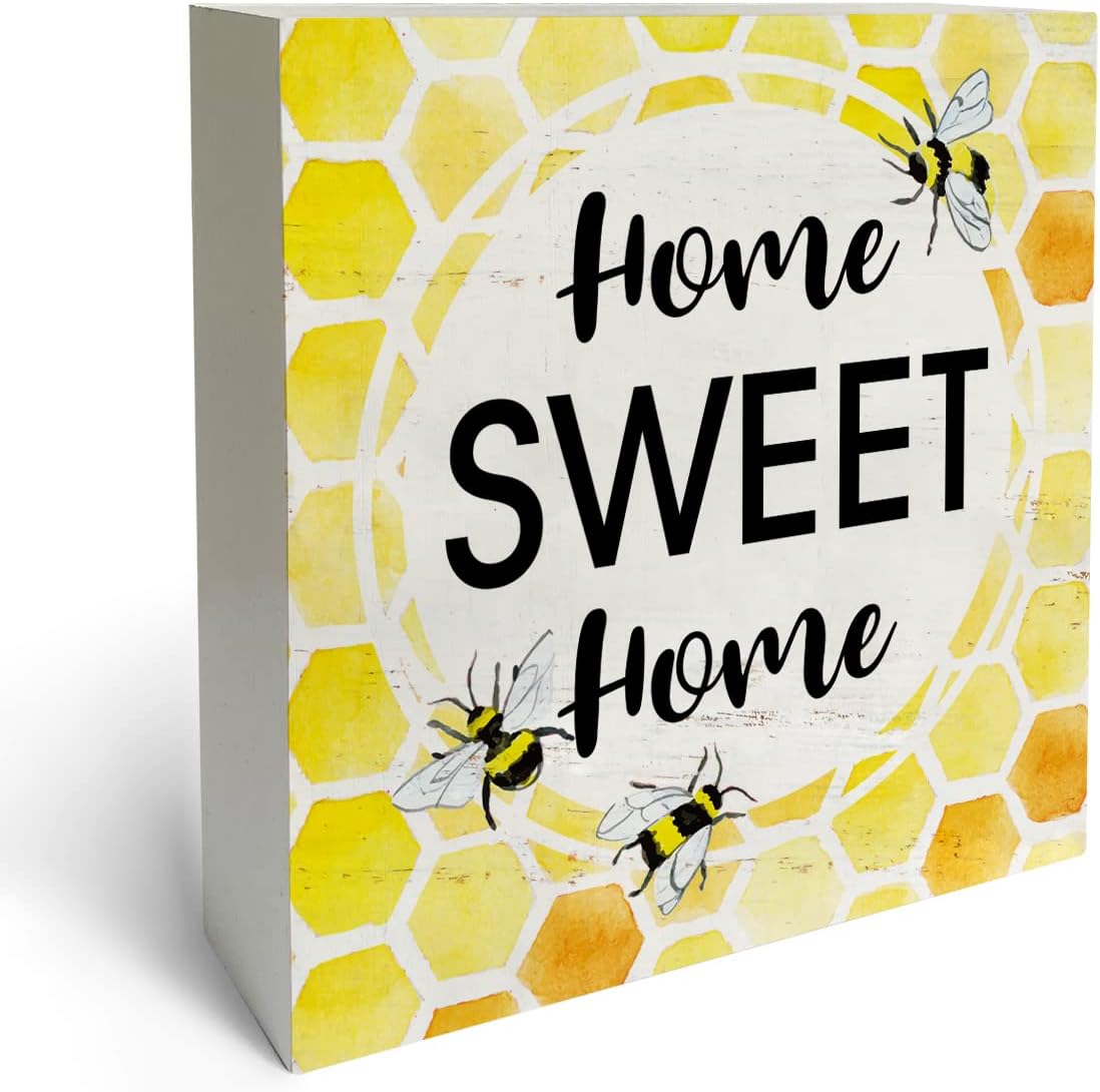 Farmhouse Style Home Sweet Home Box Sign Wood Desk Sign Decor Honeycomb ...