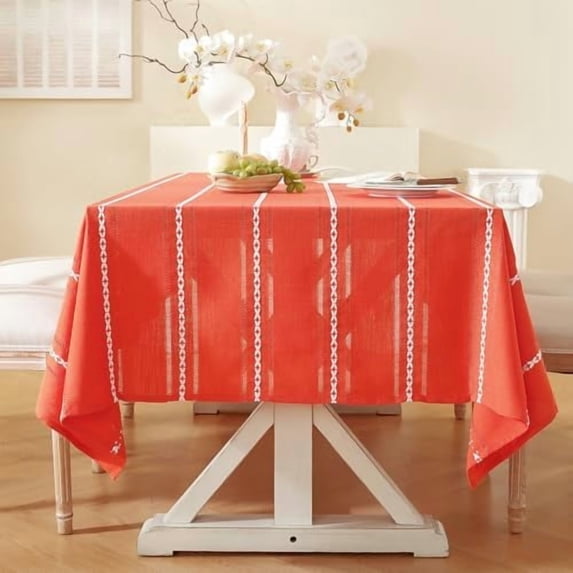 Farmhouse Style Linen tablecloths, Wrinkle Resistant Washable Dining ...