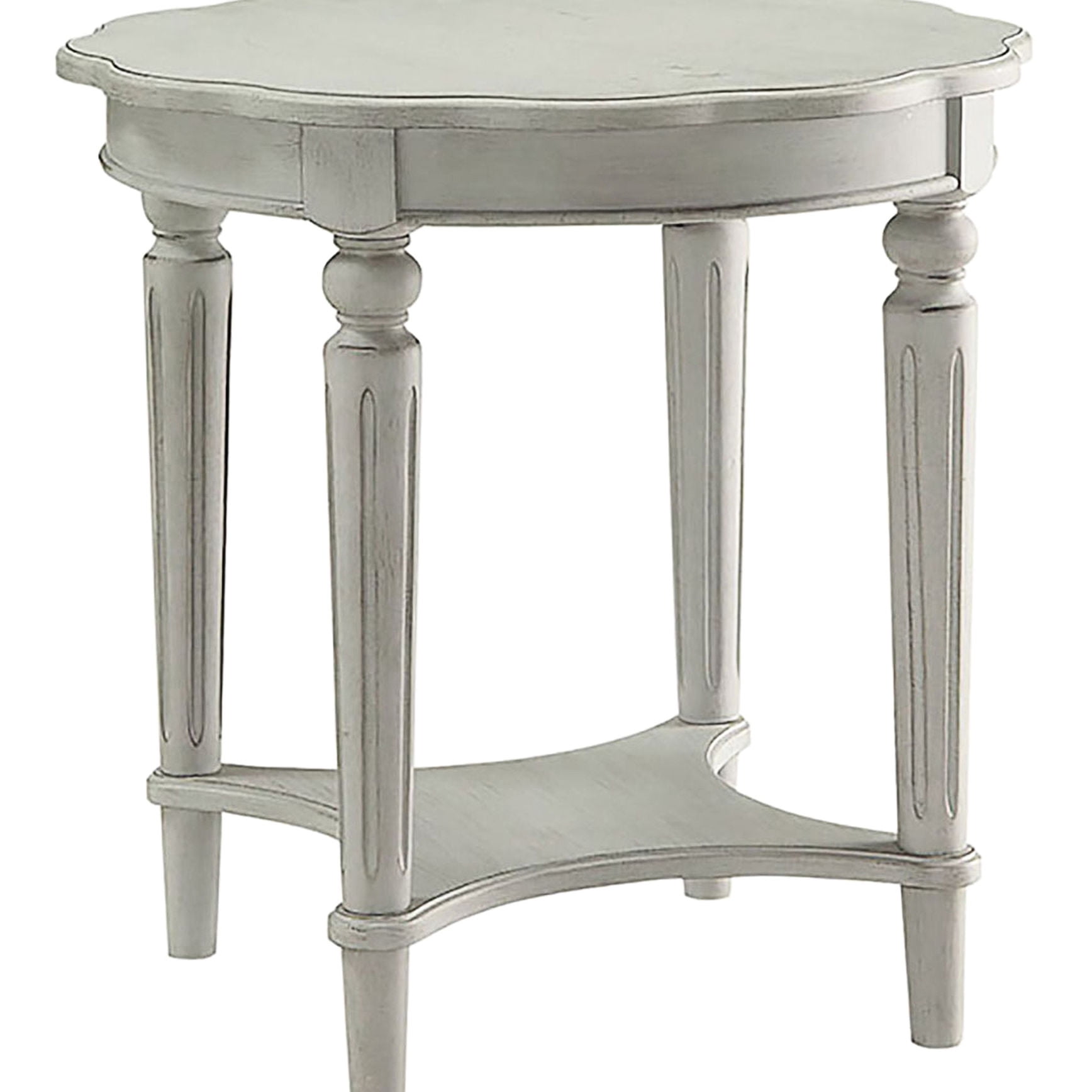Farmhouse - Style Round Table with Bottom Shelf Storage - Beautify Your ...