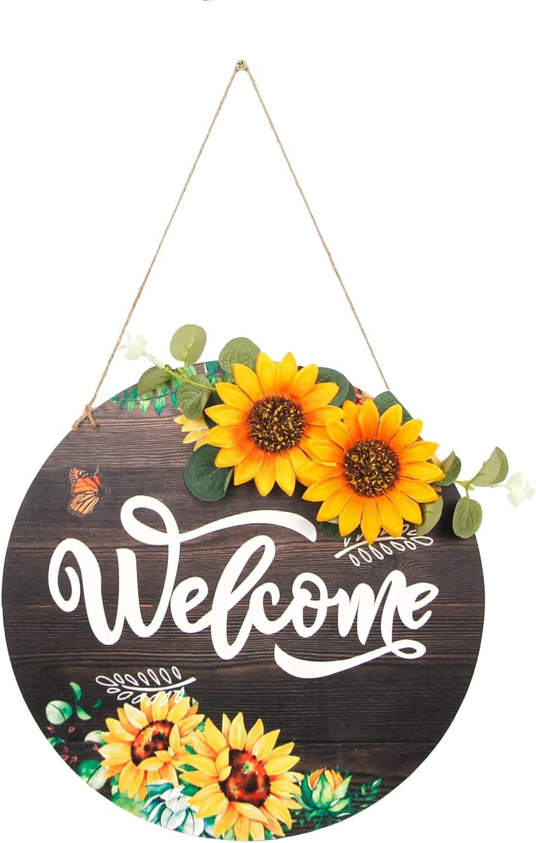 Farmhouse Style Sunflower Welcome Sign, Outdoor Indoor Decoration For ...
