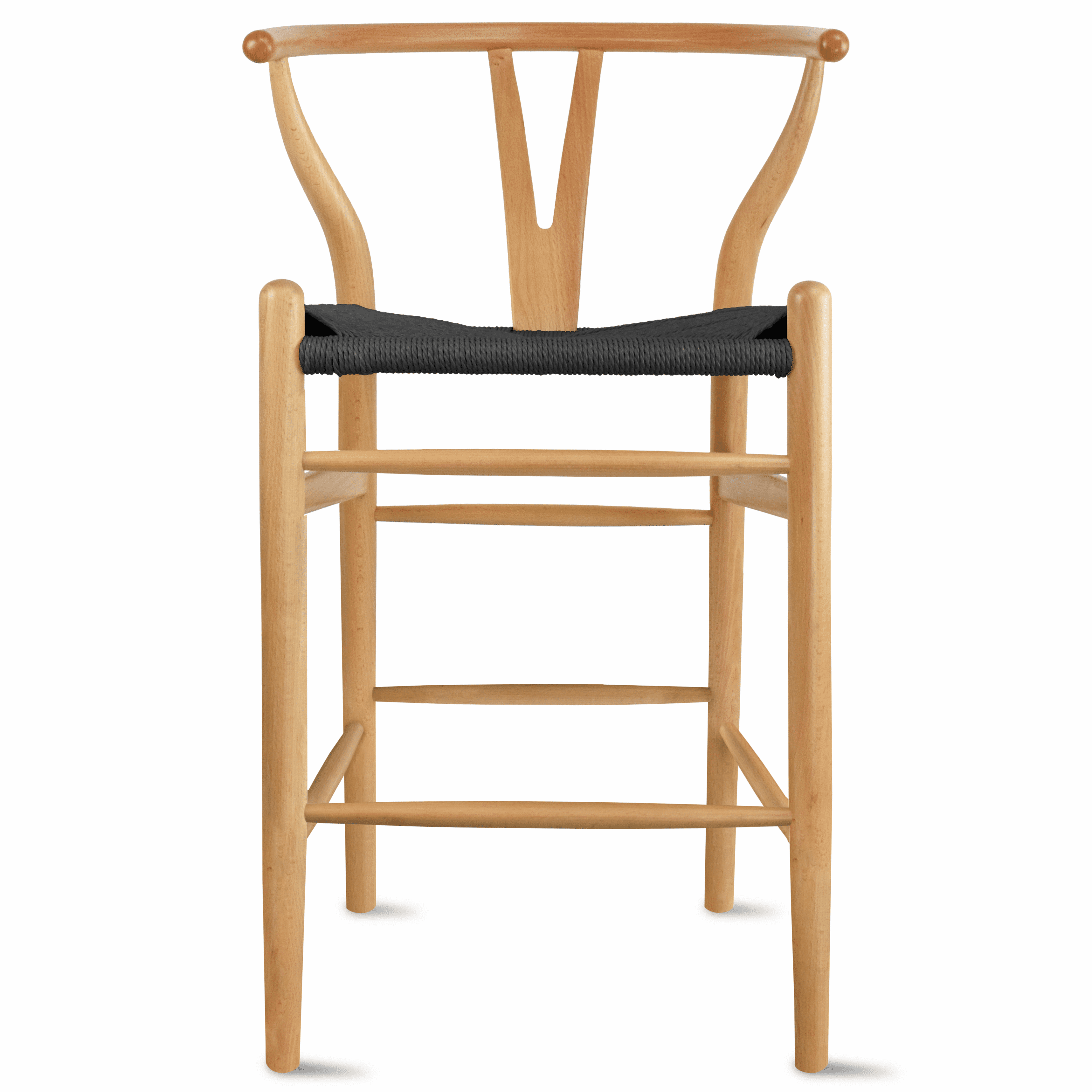 Farmhouse Style Wishbone Counter Height Bar Stool with Backs Dark Woven ...