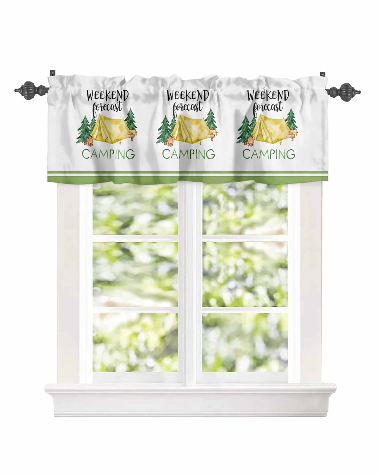Farmhouse Summer Camping Tent Green Forest Window Valances for Kitchen ...