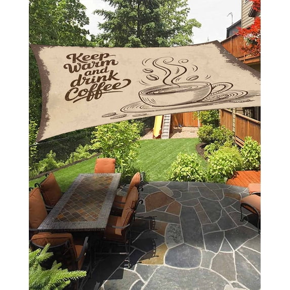 Farmhouse Sun Shade Sail 12'X16' Keep Warm And Drink Coffee Vintage ...