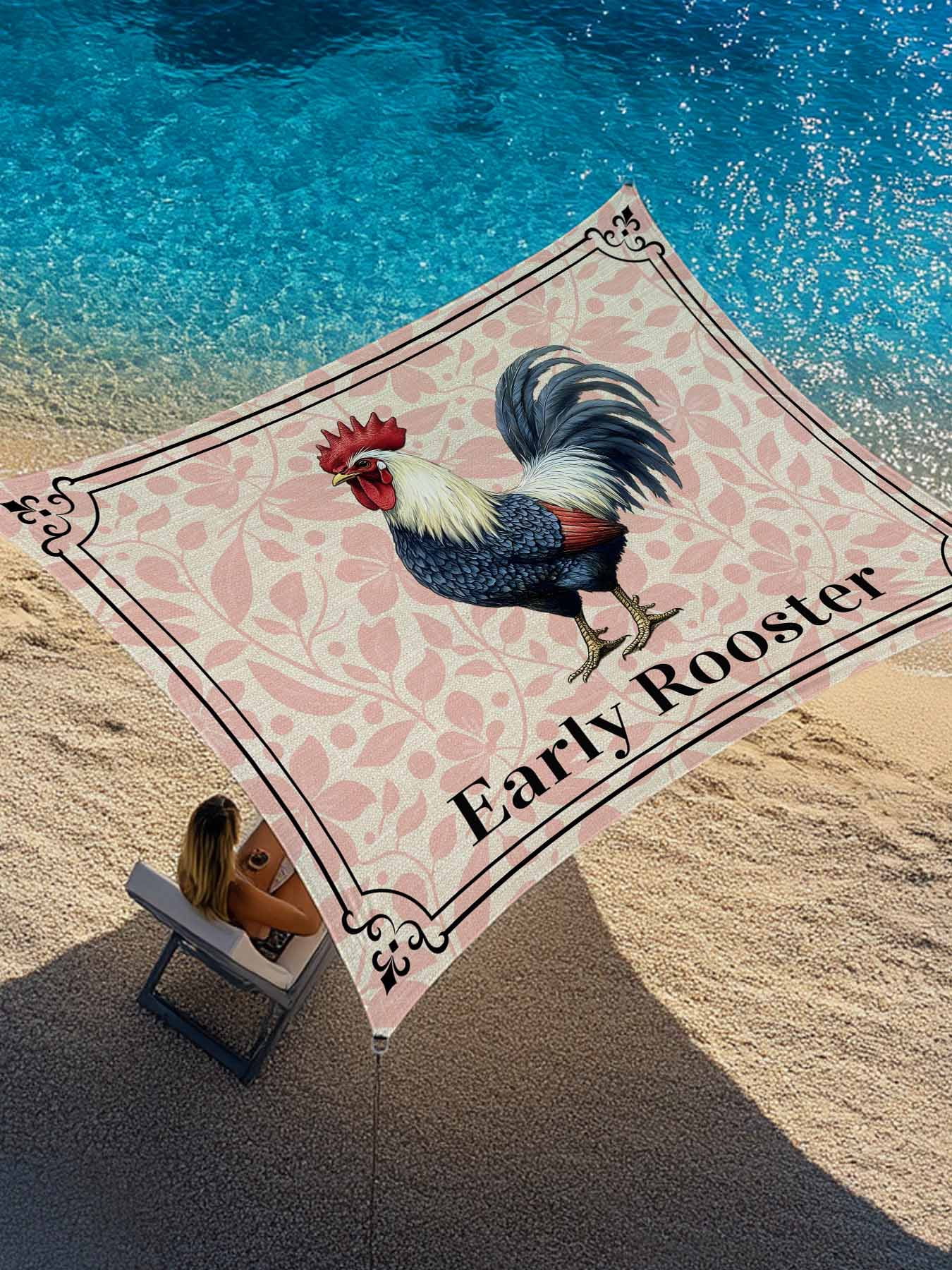Farmhouse Sun Shade Sail 12' x 16', Early Rooster Animals Pink Floral ...