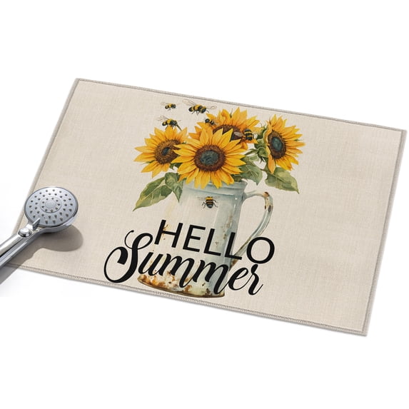 Farmhouse Sunflower Area Rugs 2x3ft Summer Rustic Bee Floral Vase Beige ...
