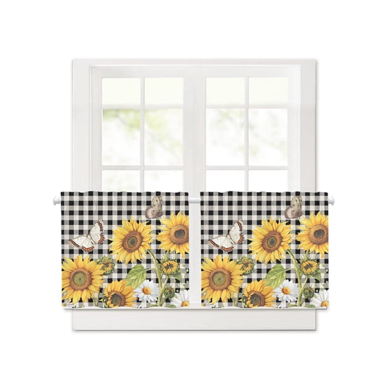 Farmhouse Sunflower Butterfly Short Blackout Curtains 30 Inch Long ...