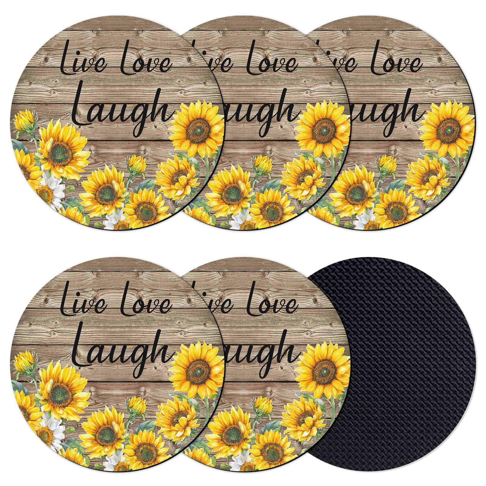 Farmhouse Sunflower Coasters for Drinks,Absorbent Non Slip Rubber Drink ...