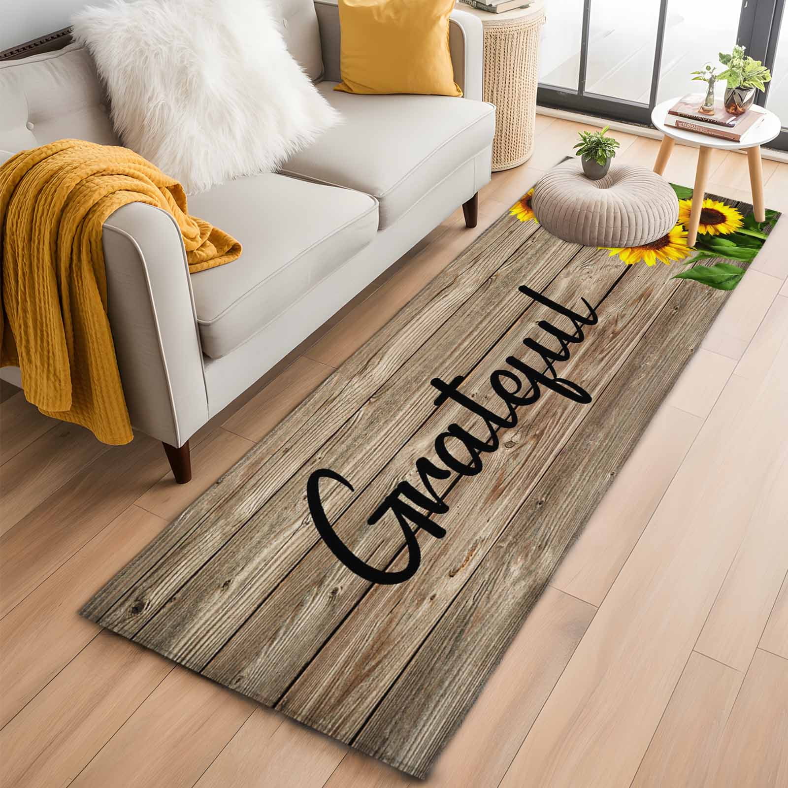 Farmhouse Sunflower Grateful Kitchen Runner Rug 2x6 Washable Runners ...
