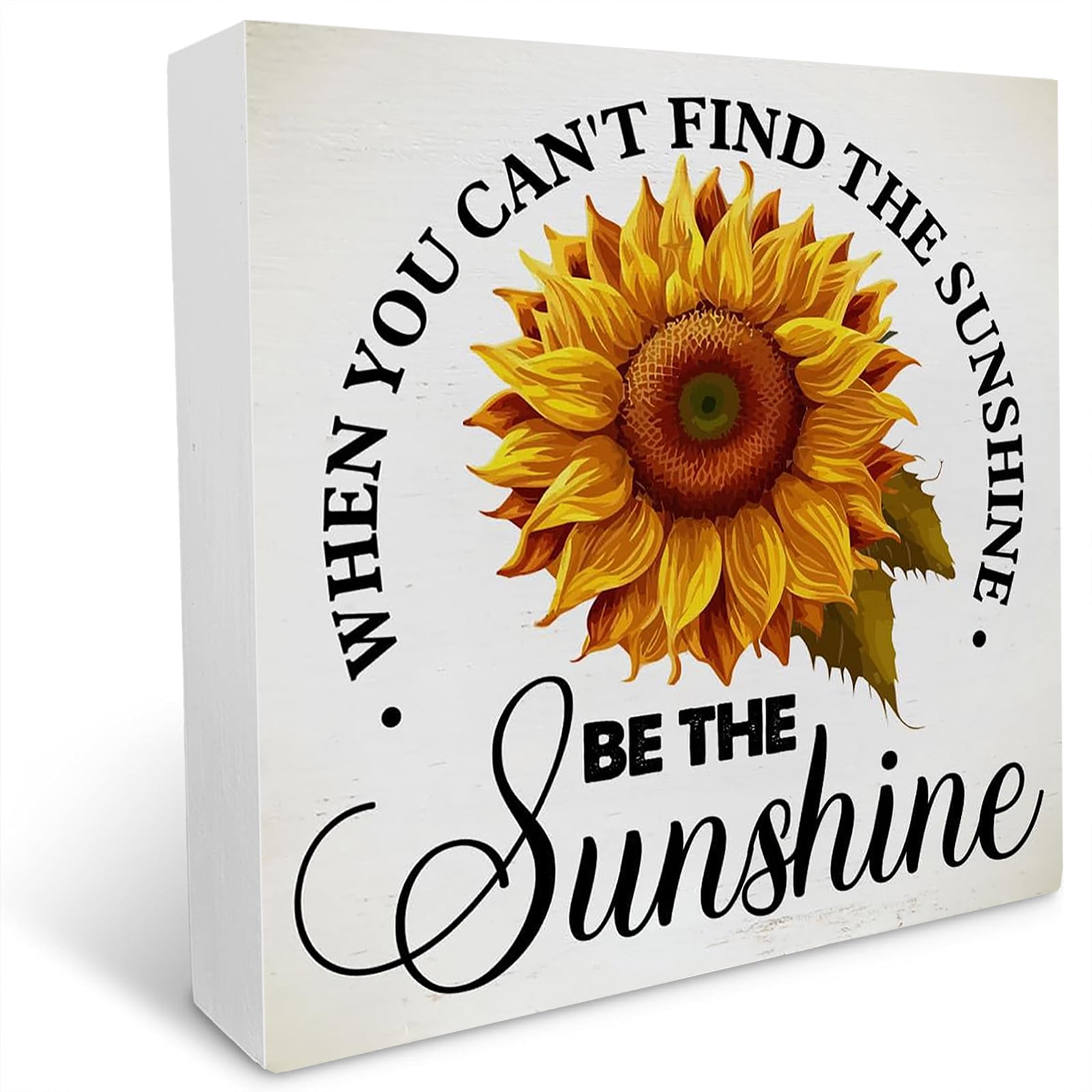 Farmhouse Sunflower Positivity Sayings Wood Box Sign Art Desk Decor ...