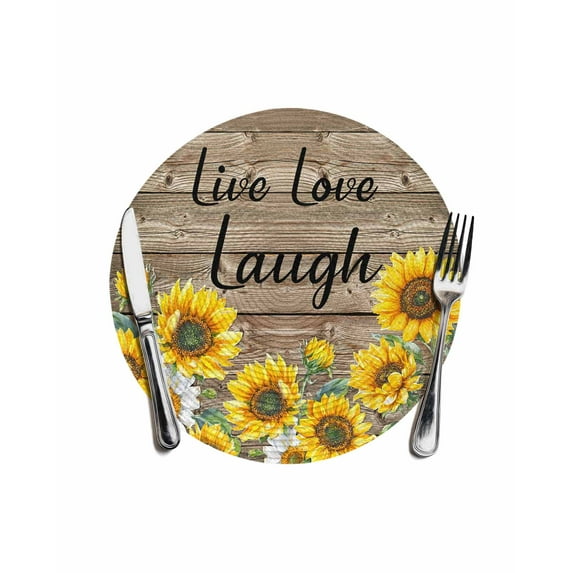 Farmhouse Sunflower Round Table Placemats 1 pc, Live Love Lough ...