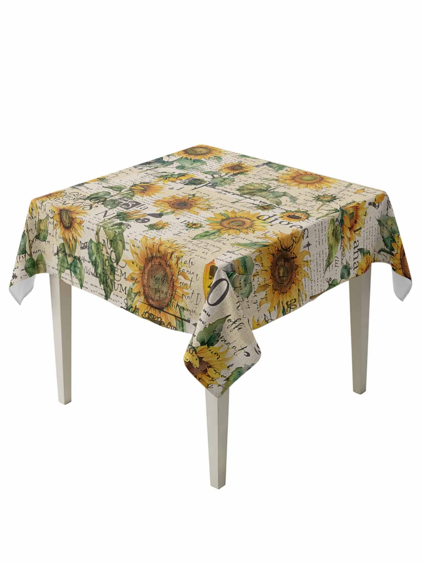 Farmhouse Sunflower Table Cloth, Retro Summer Botanical Waterproof ...