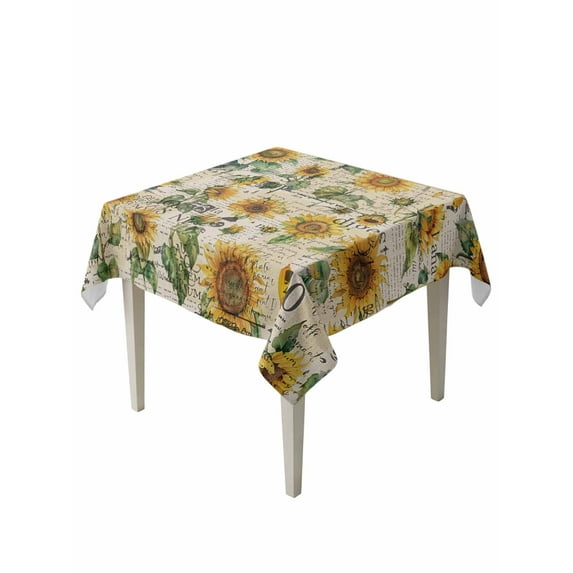 Farmhouse Sunflower Table Cloth, Retro Summer Botanical Waterproof ...