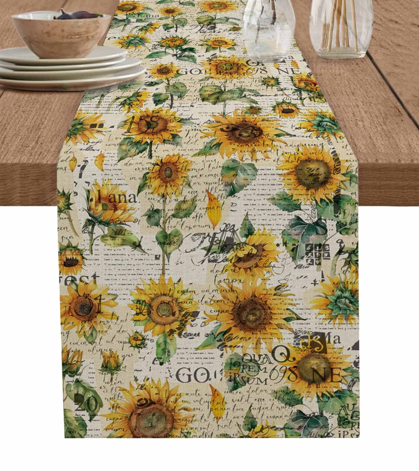 Farmhouse Sunflower Table Runner Retro Summer Botanical Tablerunners 14 ...