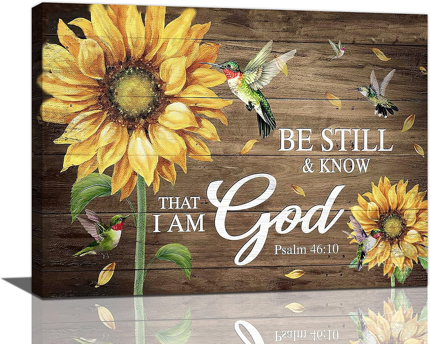 Farmhouse Sunflower Wall Art Bathroom Christian Flower Hummingbird ...