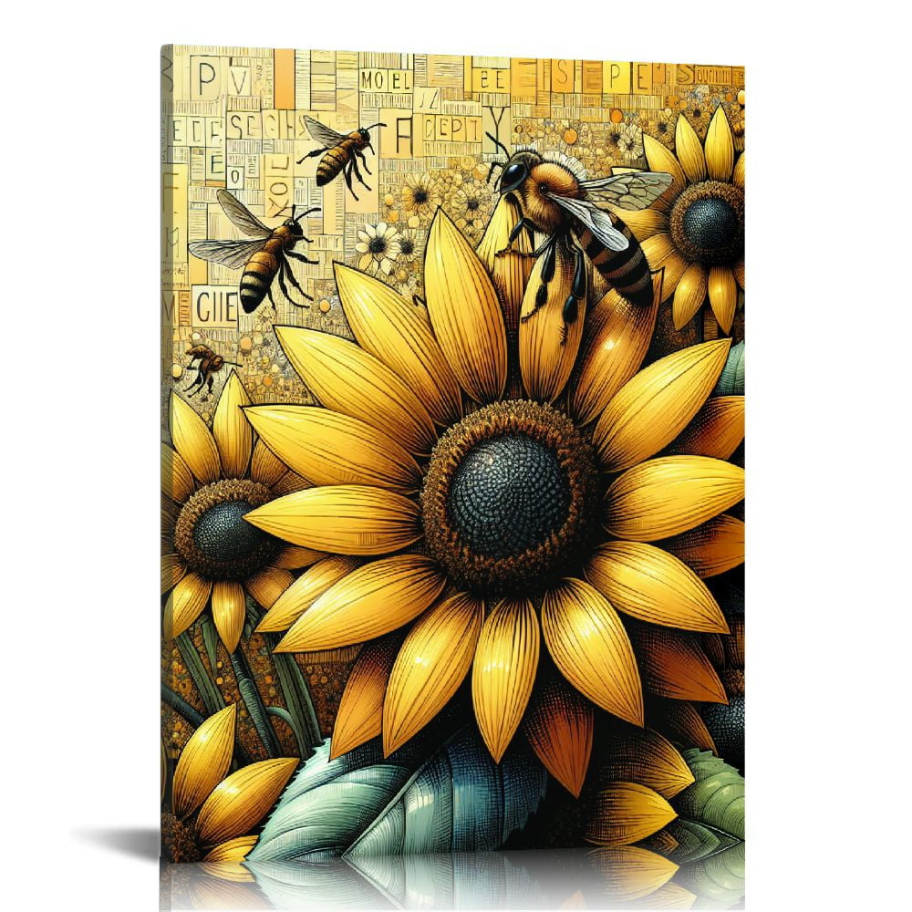 Farmhouse Sunflower Wall Art Country Floral Hummingbird Pictures Wall ...