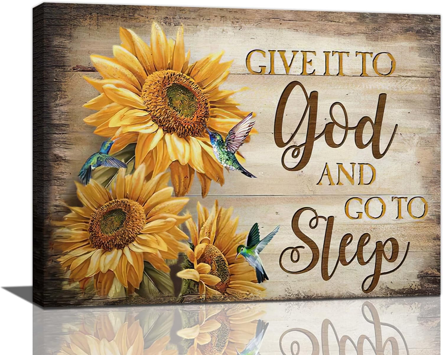 Farmhouse Sunflower Wall Art Hummingbird Religion Christian Bible Verse ...