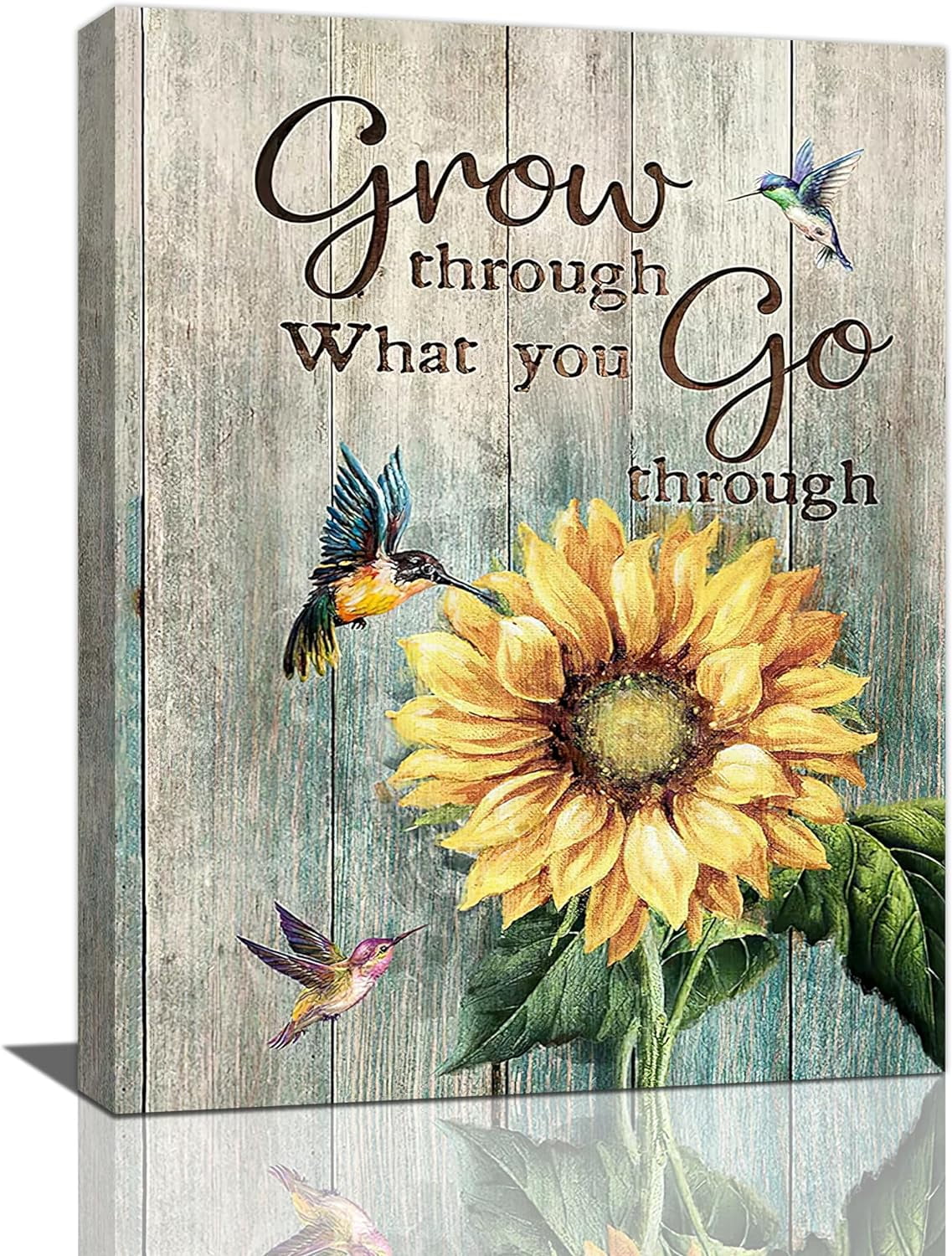 Farmhouse Sunflower Wall Art Religion Christian Hummingbird Bible Verse ...