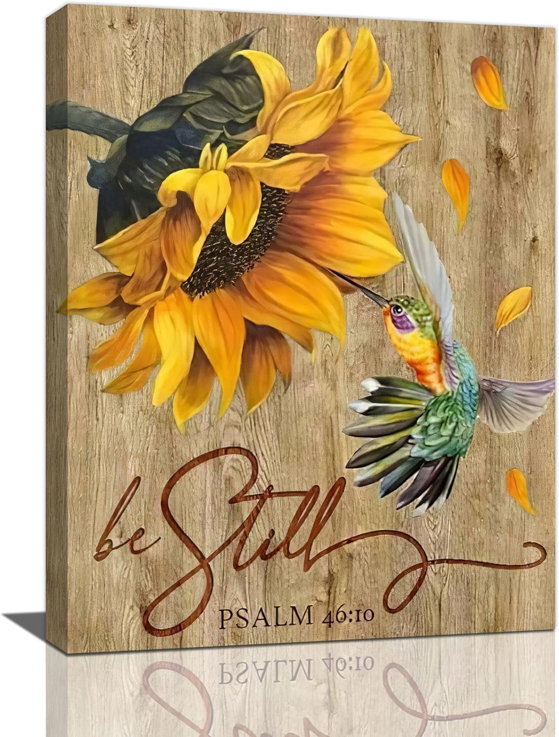 Farmhouse Sunflower Wall Art Religion Hummingbird Bible Verse Pictures ...