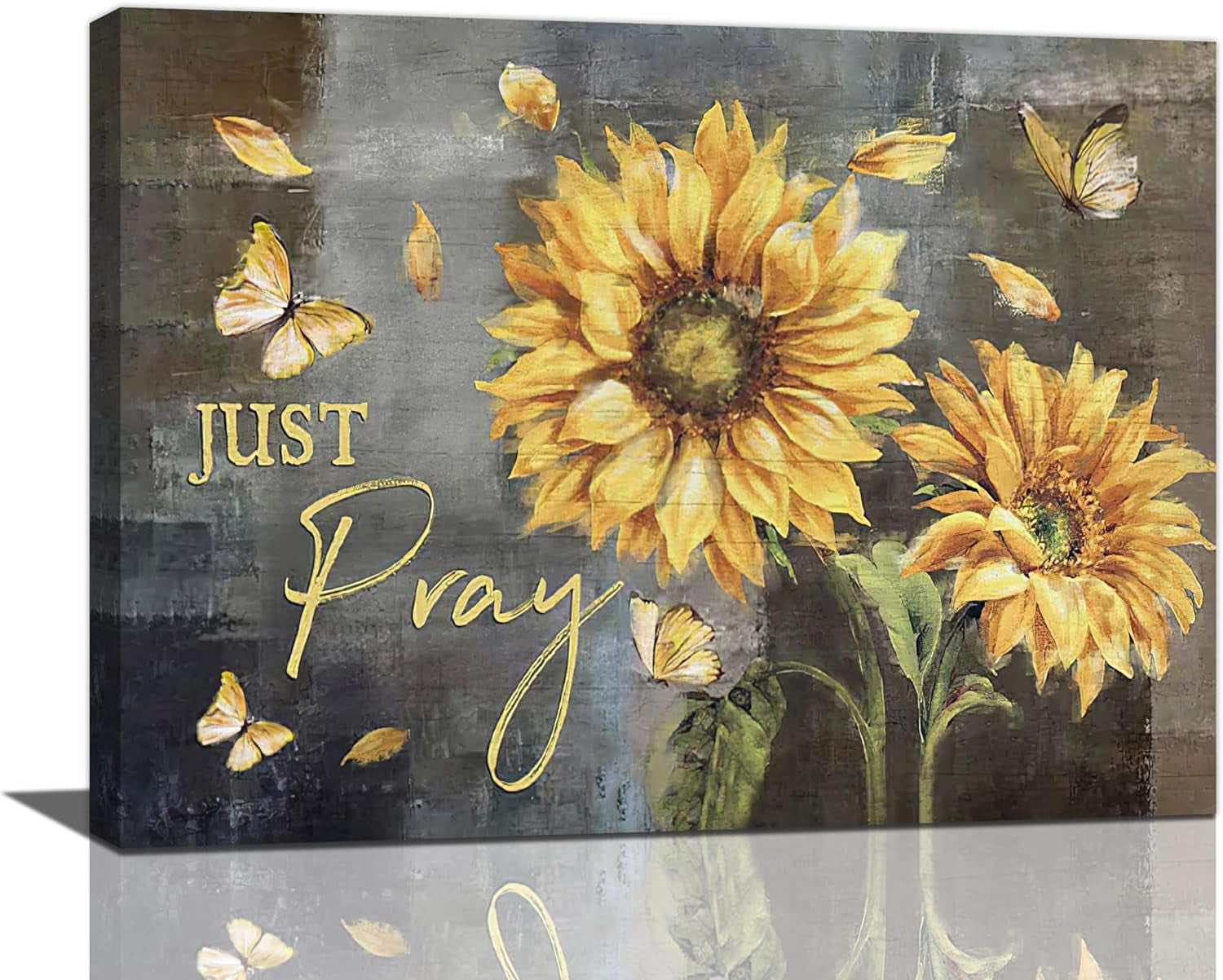 Farmhouse Sunflower Wall Art Rustic Christian Religion Butterfly Bible ...