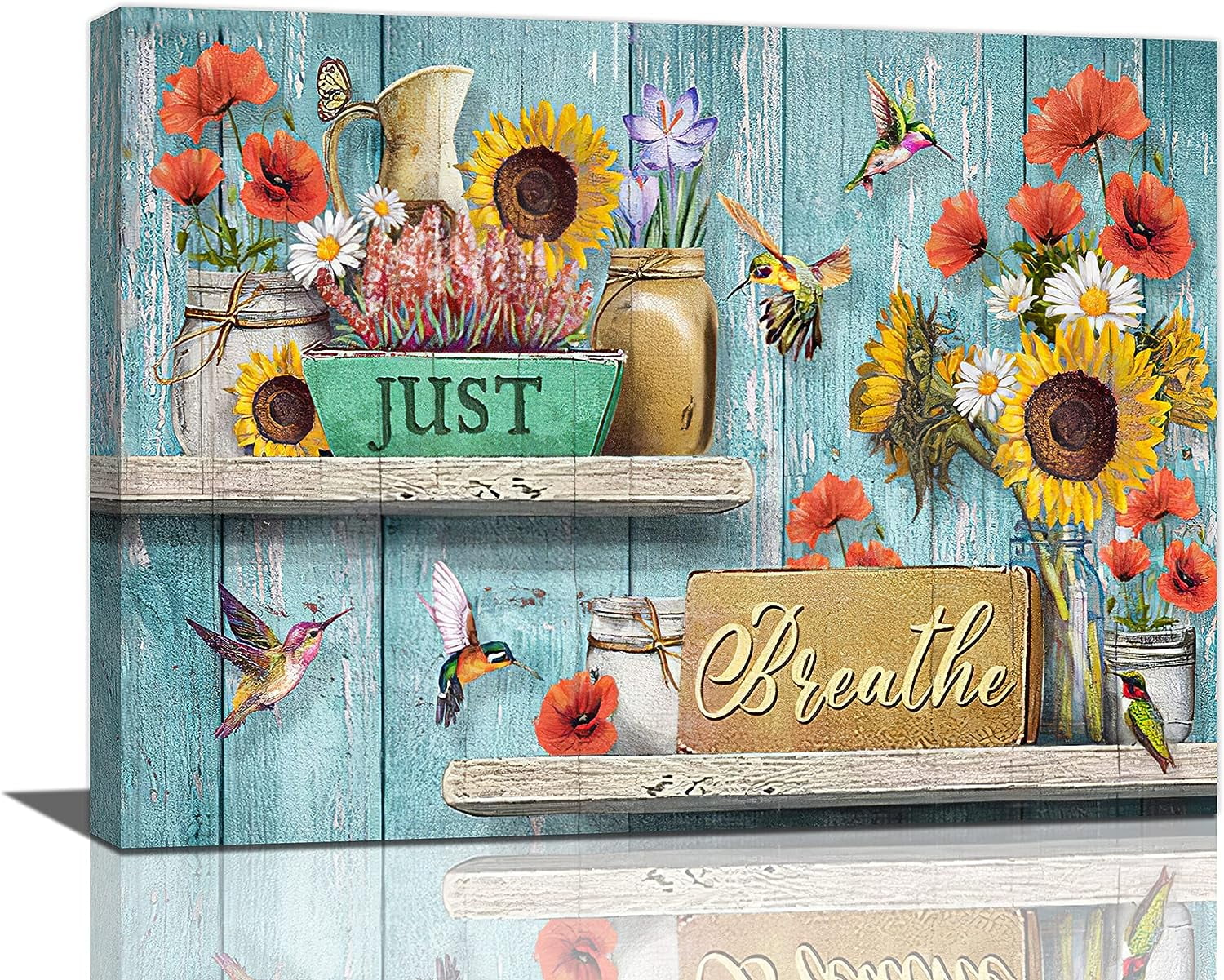 Farmhouse Sunflower Wall Art Teal Sunflower Pictures Wall Decor Just ...