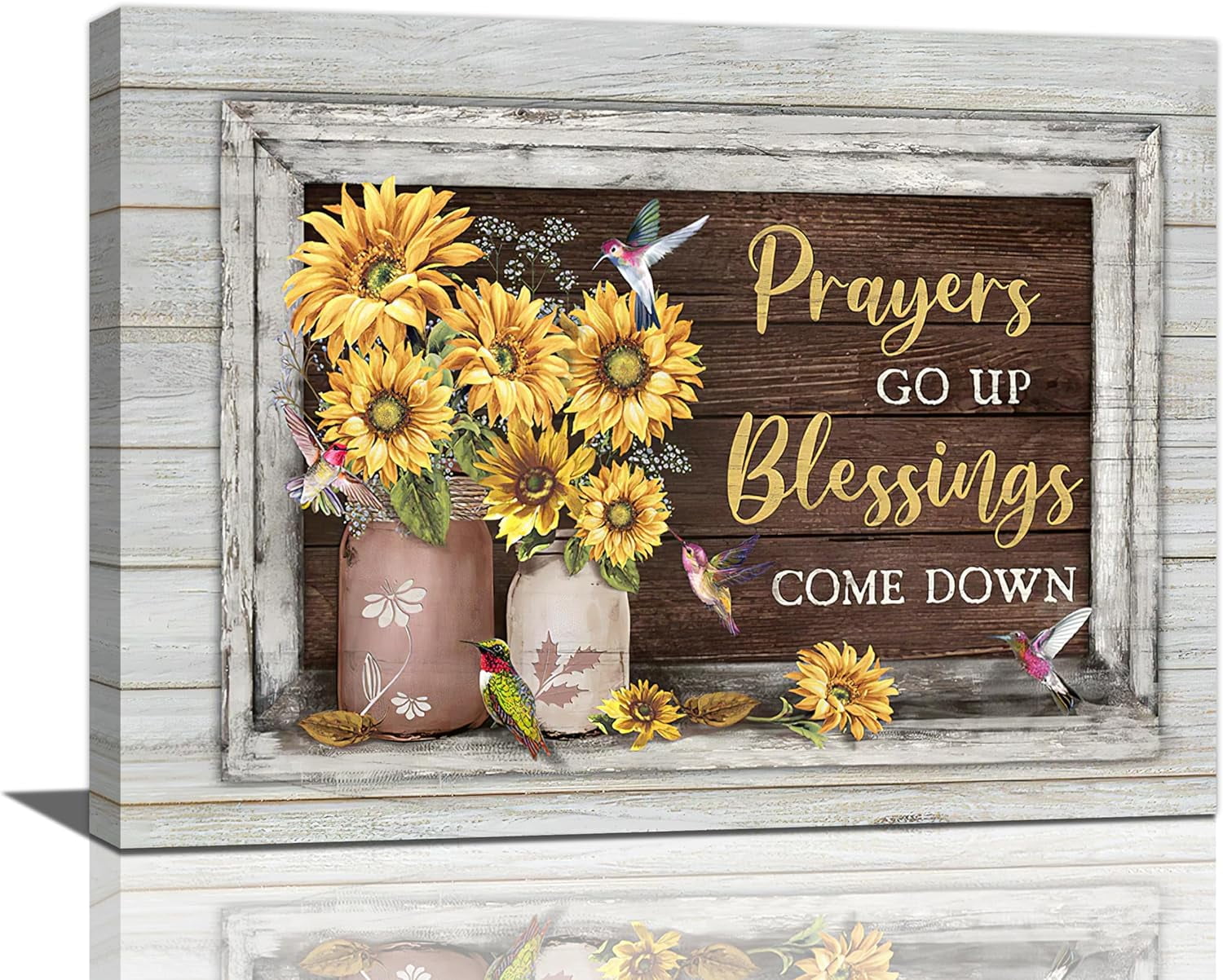 Farmhouse Sunflower Wall Art Window Religion Christian Hummingbird ...