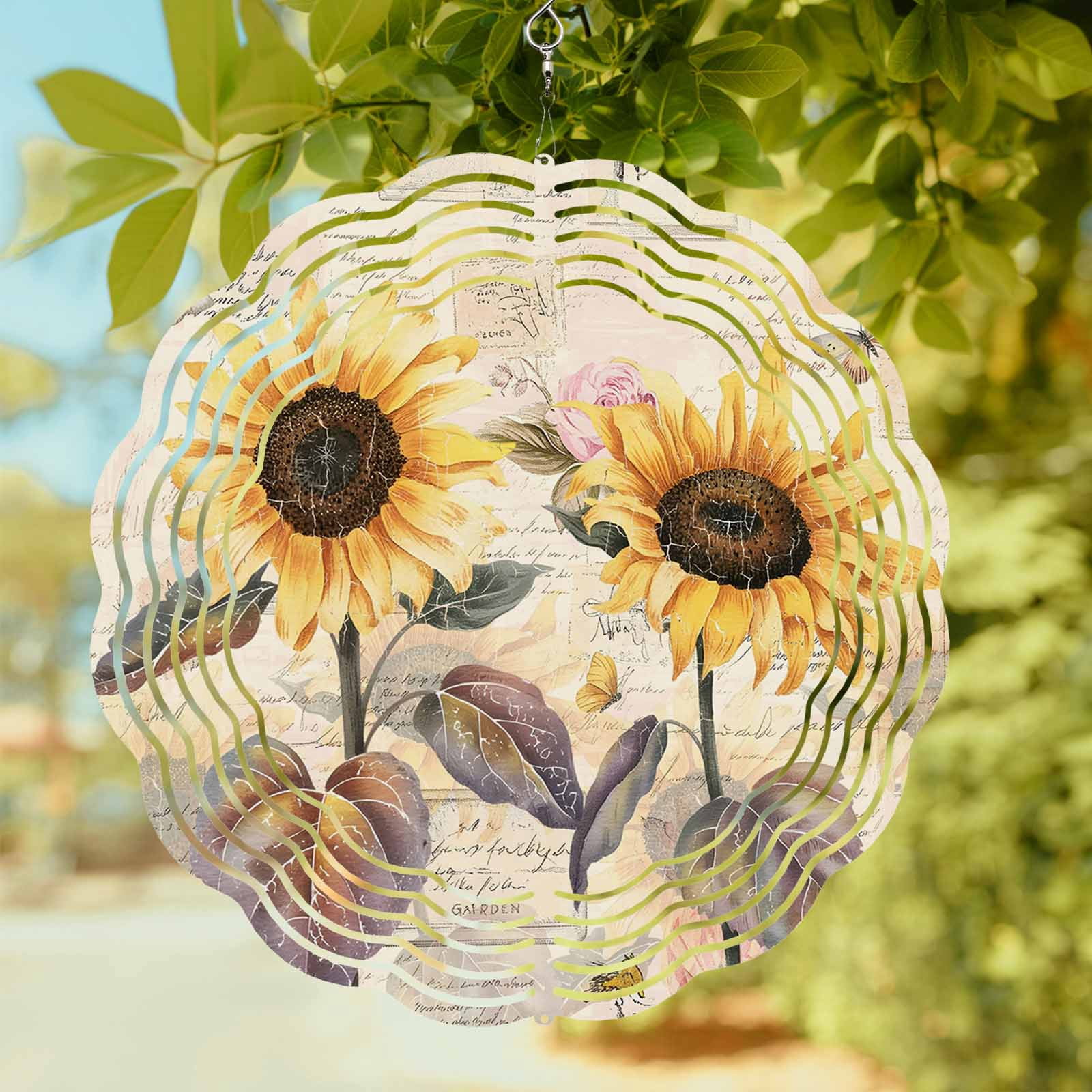 Farmhouse Sunflower Wind Spinner for Garden Yard 8In, Vintage Flower ...