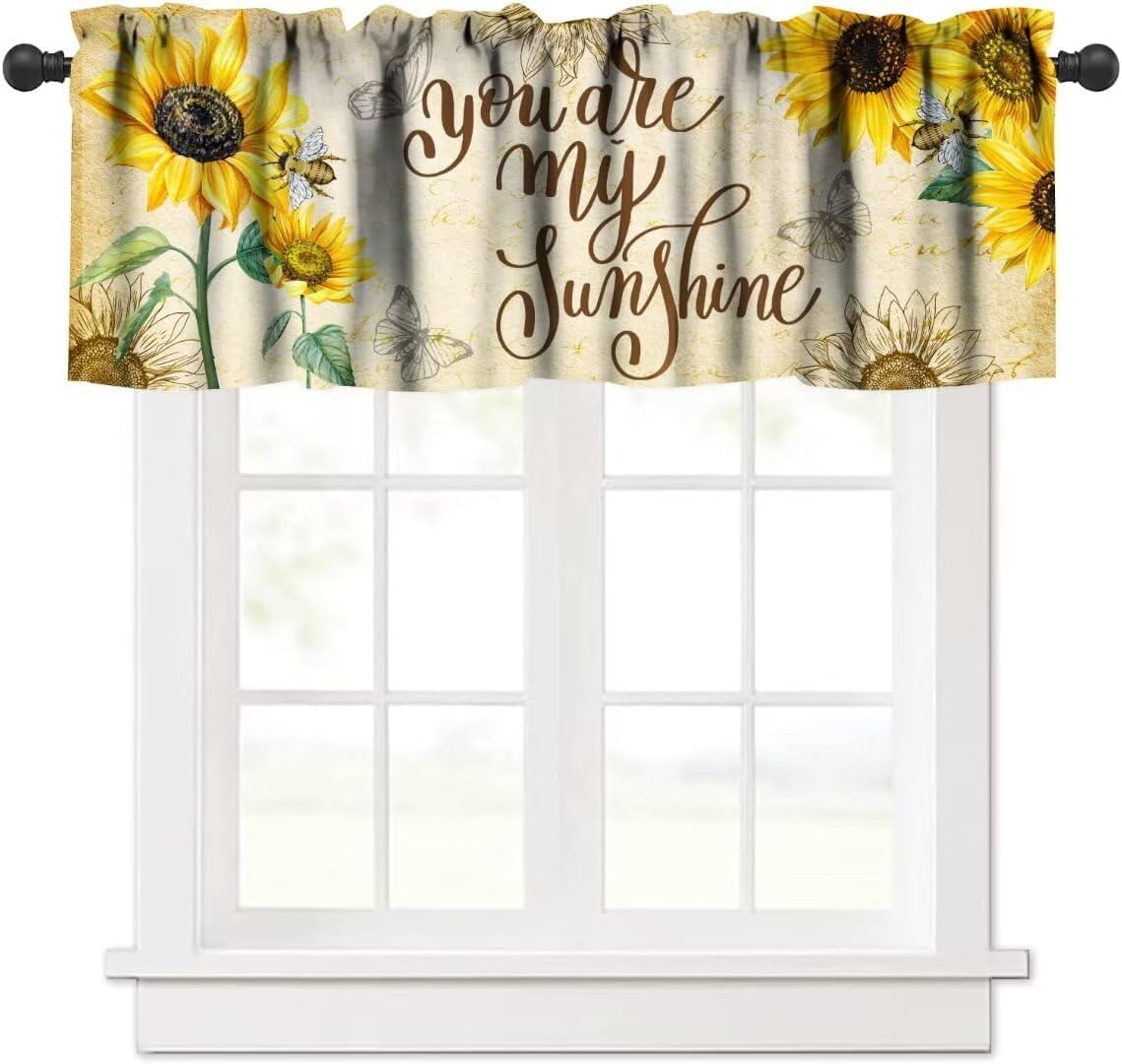 Farmhouse Sunflower Window Valance, You are My Sunshine Retro Rustic ...