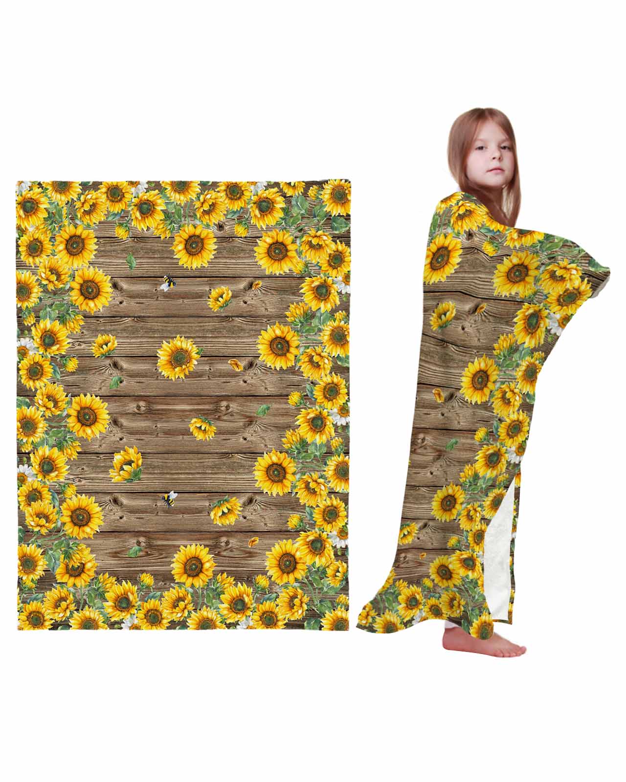 Farmhouse Sunflowers Floral Print Baby Blankets for Girls/Boys, Brown ...