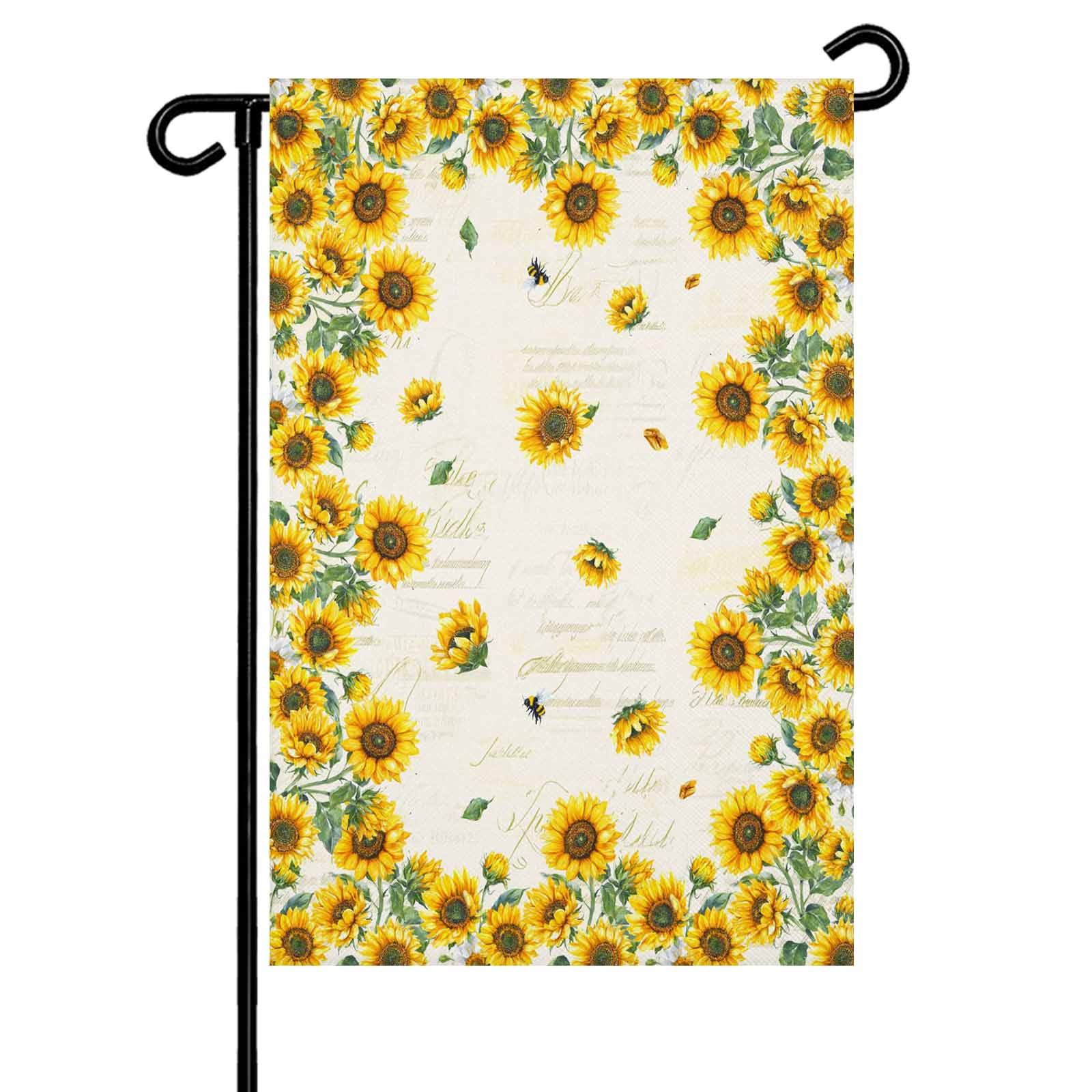 Farmhouse Sunflowers Floral Print Garden Flags for Outside Beige Double ...