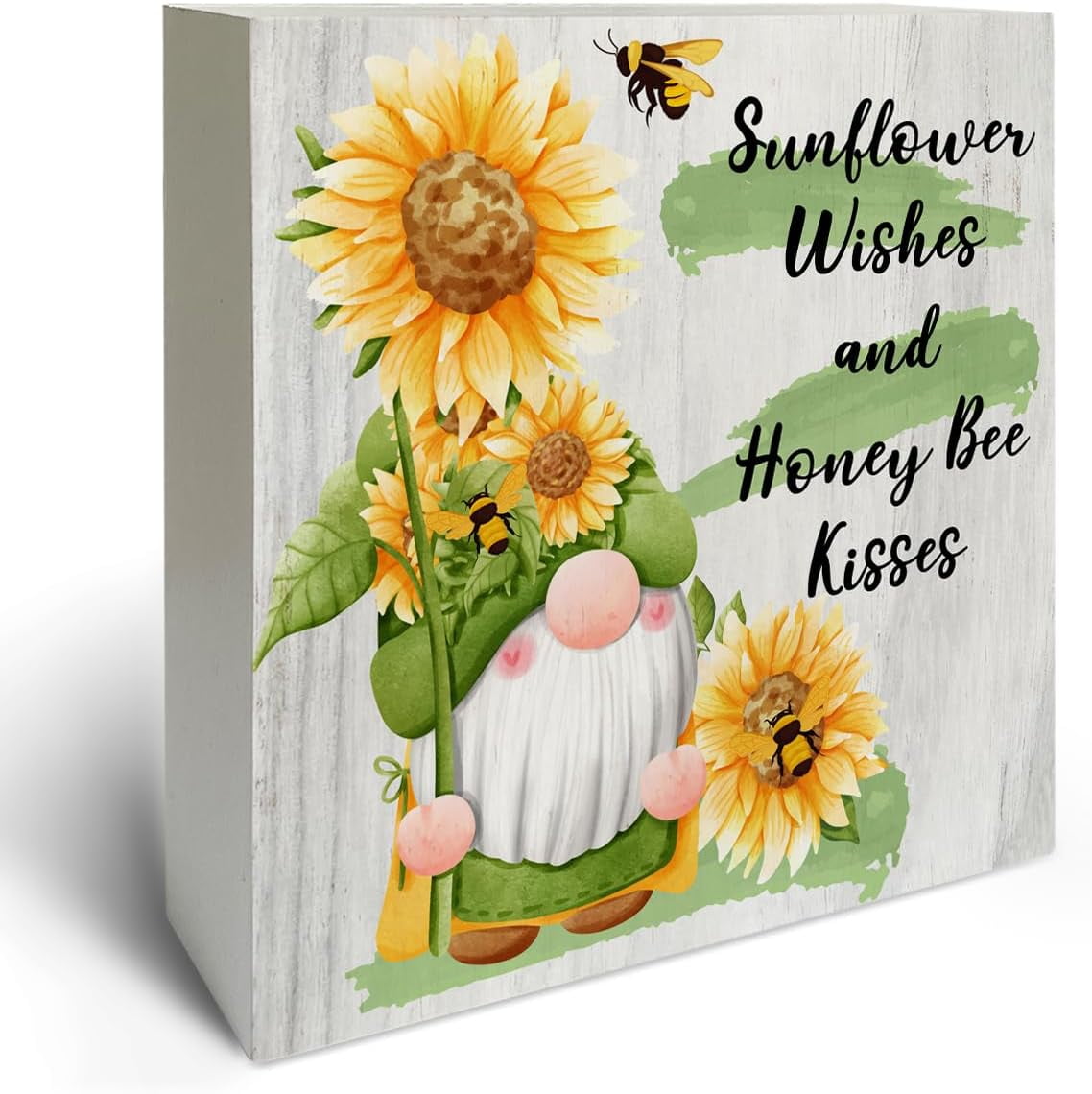 Farmhouse Sunflowers Gnome Wooden Box Sign Artwork Summer Sunflower ...