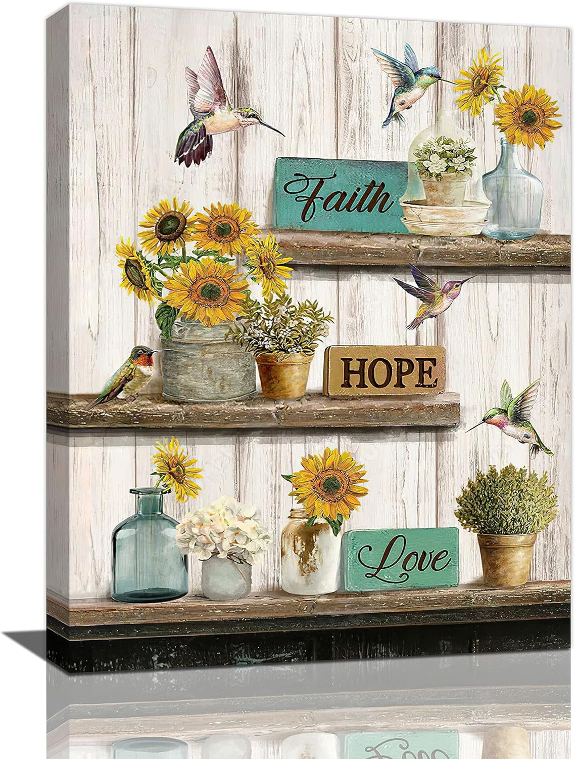 Farmhouse Sunflowers Hummingbird Wall Art Country Flowers Kitchen ...