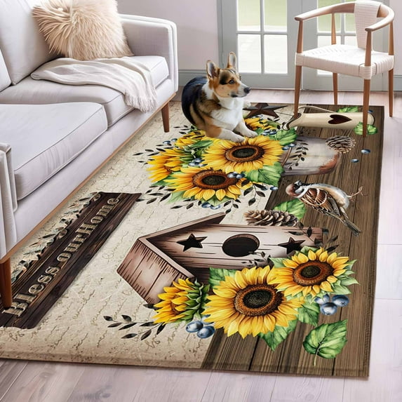 Farmhouse Sunflowers Kitchen Runner Rug 2.7x5 Washable Runners for ...