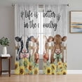 Farmhouse Sunflowers Sheer Curtains for Living Room Bedroom Country Cow ...
