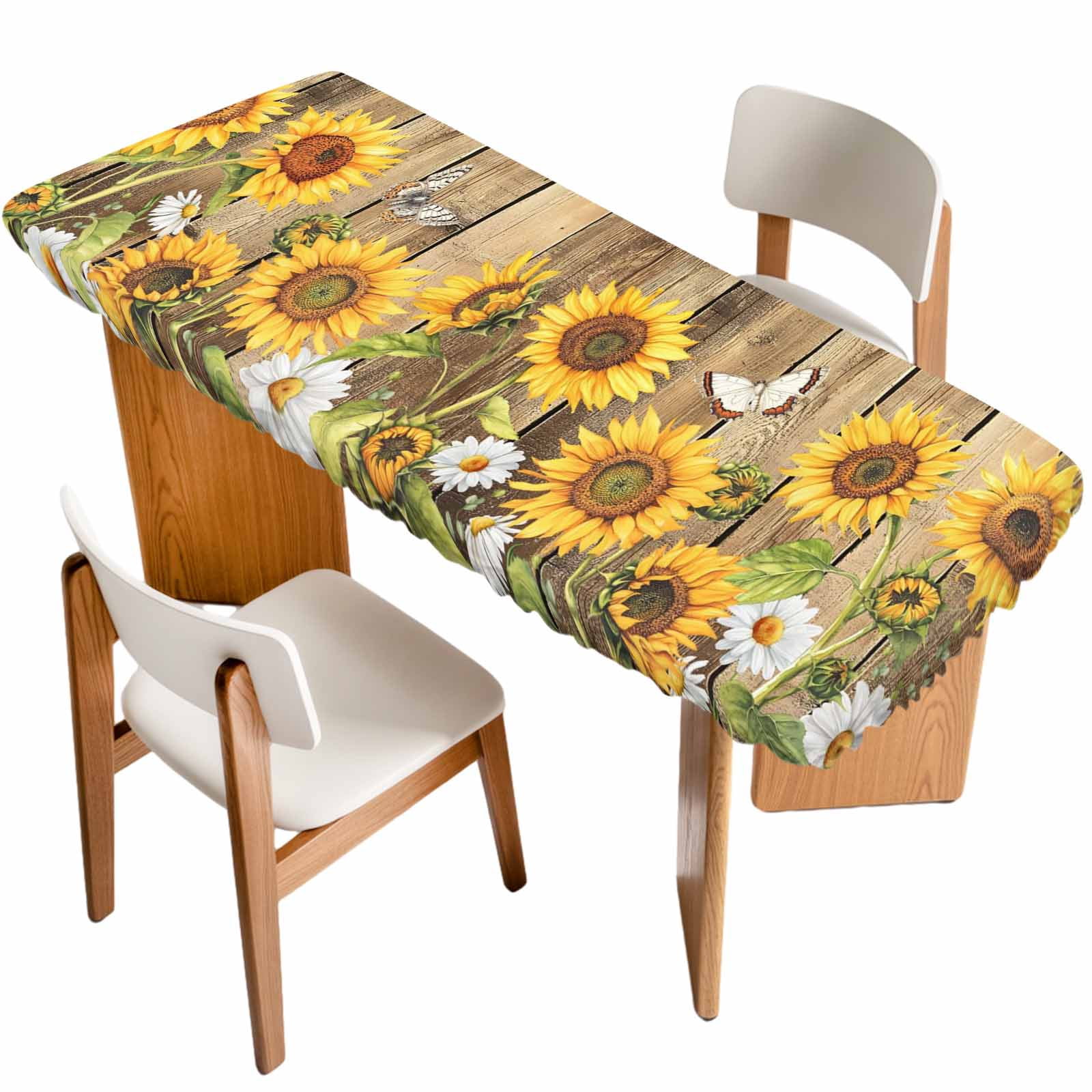 Farmhouse Sunflowers Table Cloths for 8 Foot Rectangle Tables, Rustic ...