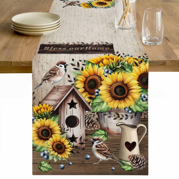 Farmhouse Sunflowers Table Runner 60 Inches Long Farmhouse Dress ...
