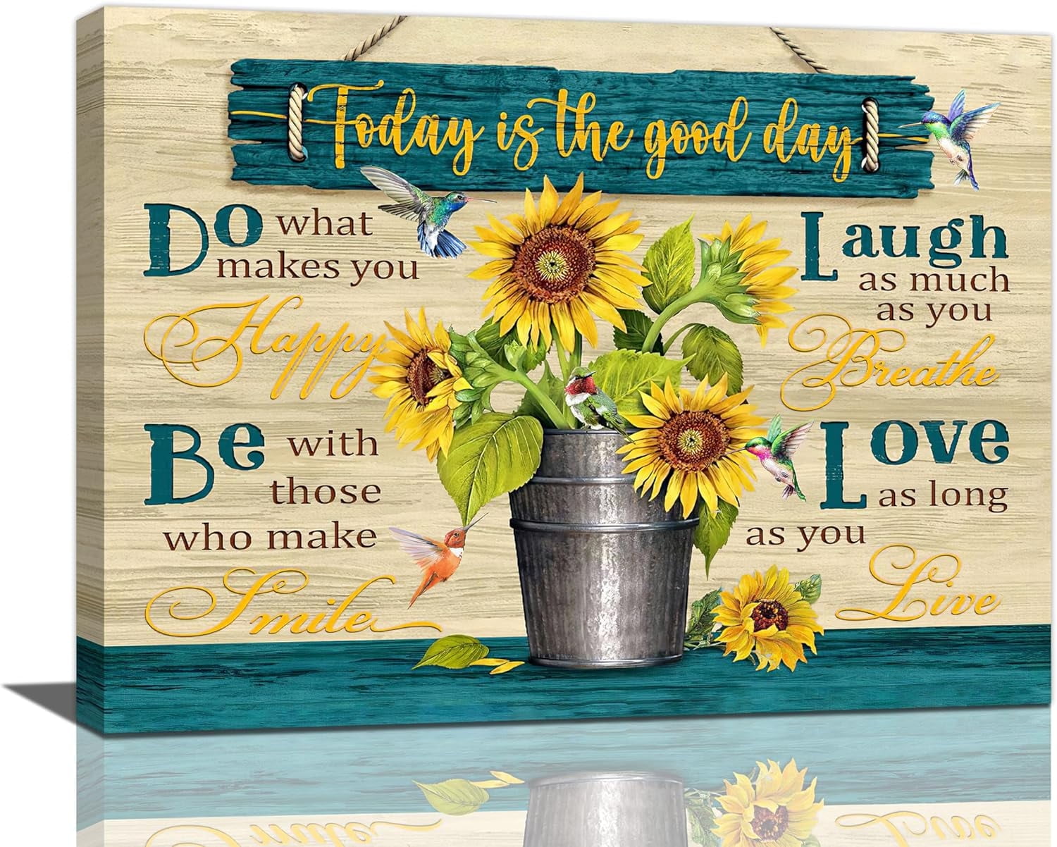 Farmhouse Sunflowers Wall Art Inspirational Quotes Pictures Wall Decor ...