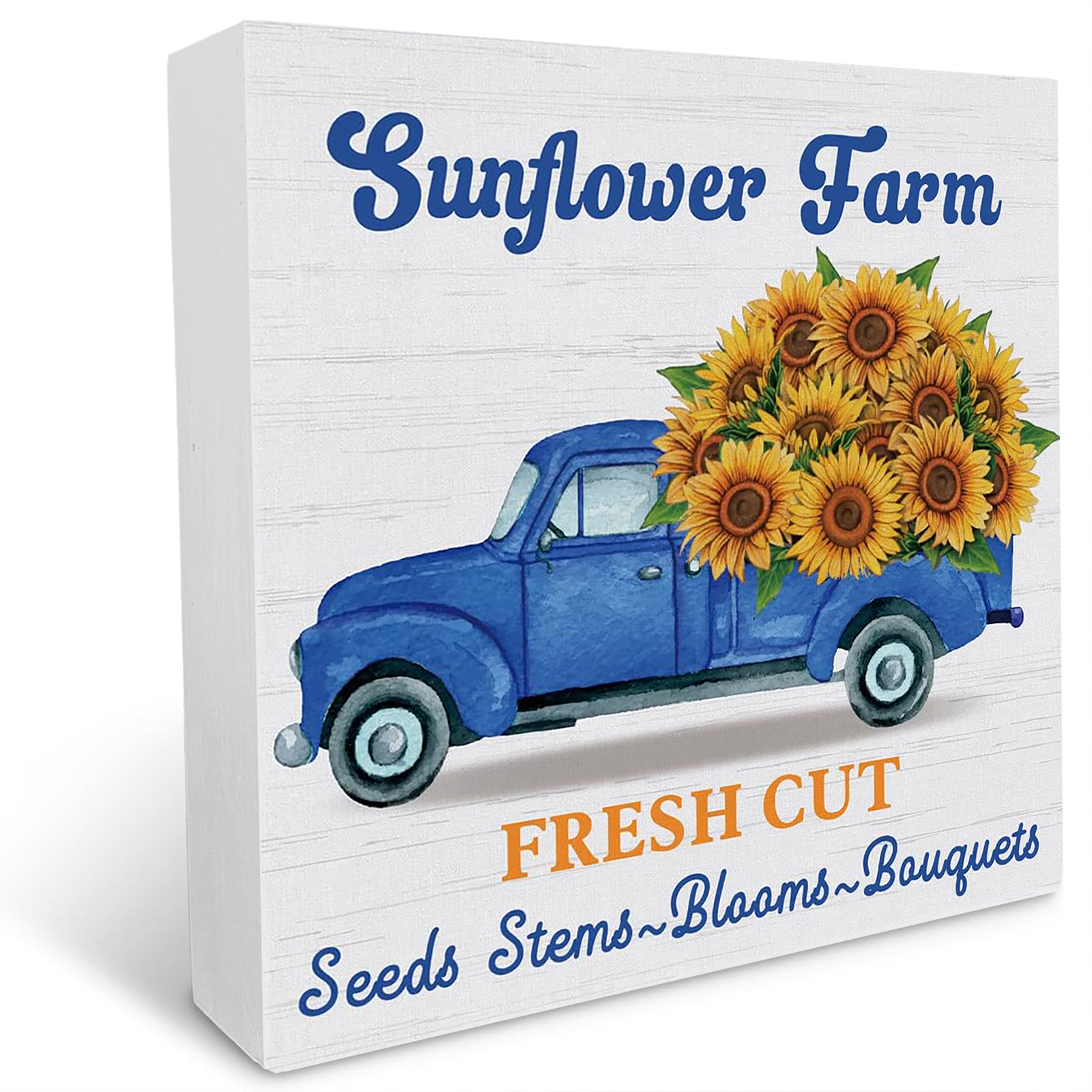 Farmhouse Sunflowers Wood Box Sign Desk Decor Desk Sign Sunflower Farm ...