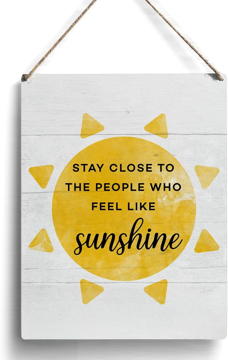 Farmhouse Sunshine Wooden Sign Artwork, Summer Sun Wood Plaque Block ...