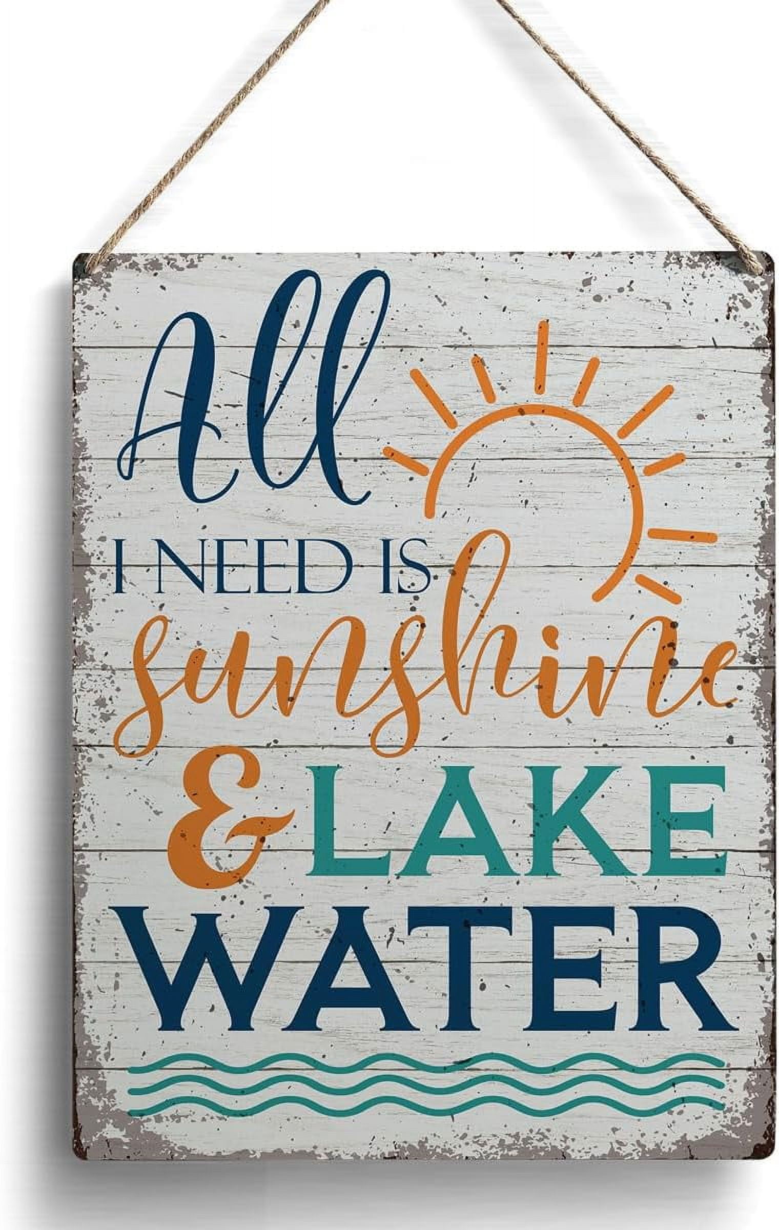 Farmhouse Sunshine and Lake Wooden Sign Artwork, Lake Theme Wood Sign ...