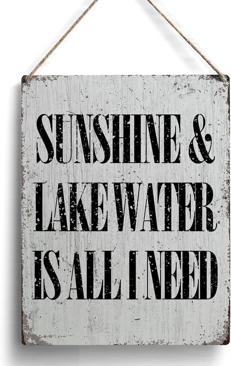 Farmhouse Sunshine and Lake Wooden Sign Artwork, Lake Wood Sign Wall ...