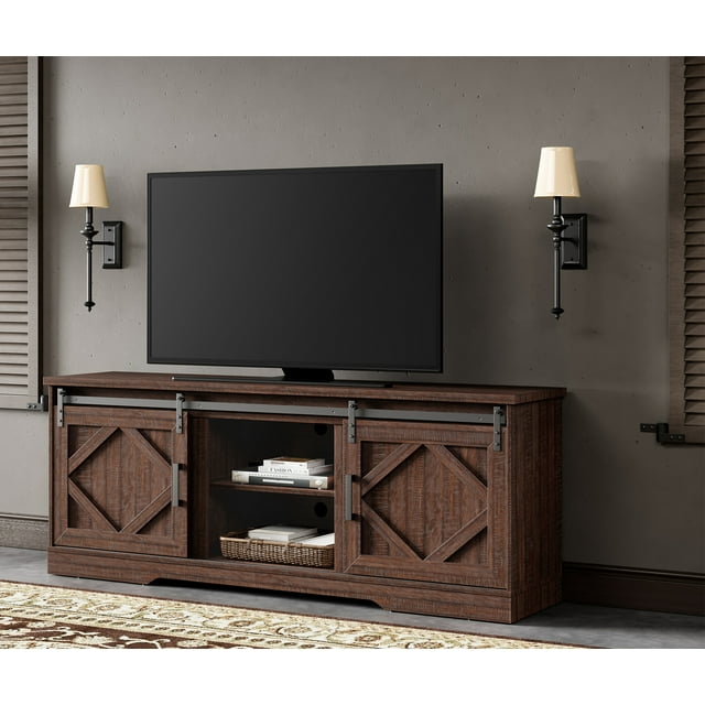 Farmhouse TV Console for up to 75 inch TVs Brown - Walmart.com