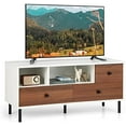 Farmhouse TV Stand for 50-inch TVs Screen Console Table with 2 Cubbies ...