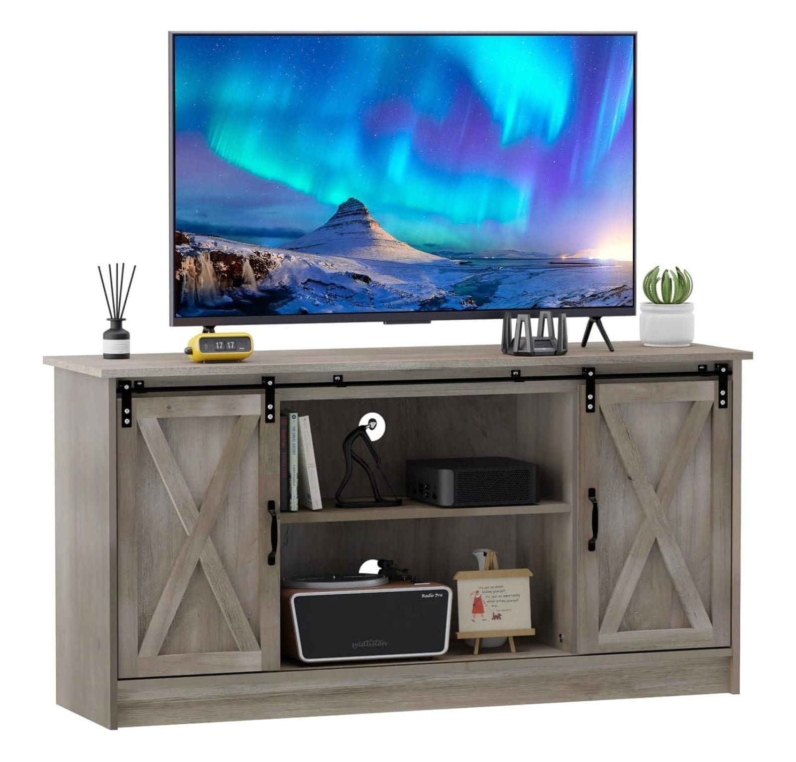 Farmhouse TV Stand for 55 65 Inch TV, TV Table and TV Console, TV ...