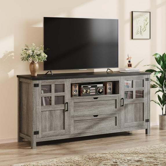 Farmhouse TV Stand for 65 70 75 Inch TVs, Entertainment Center with ...