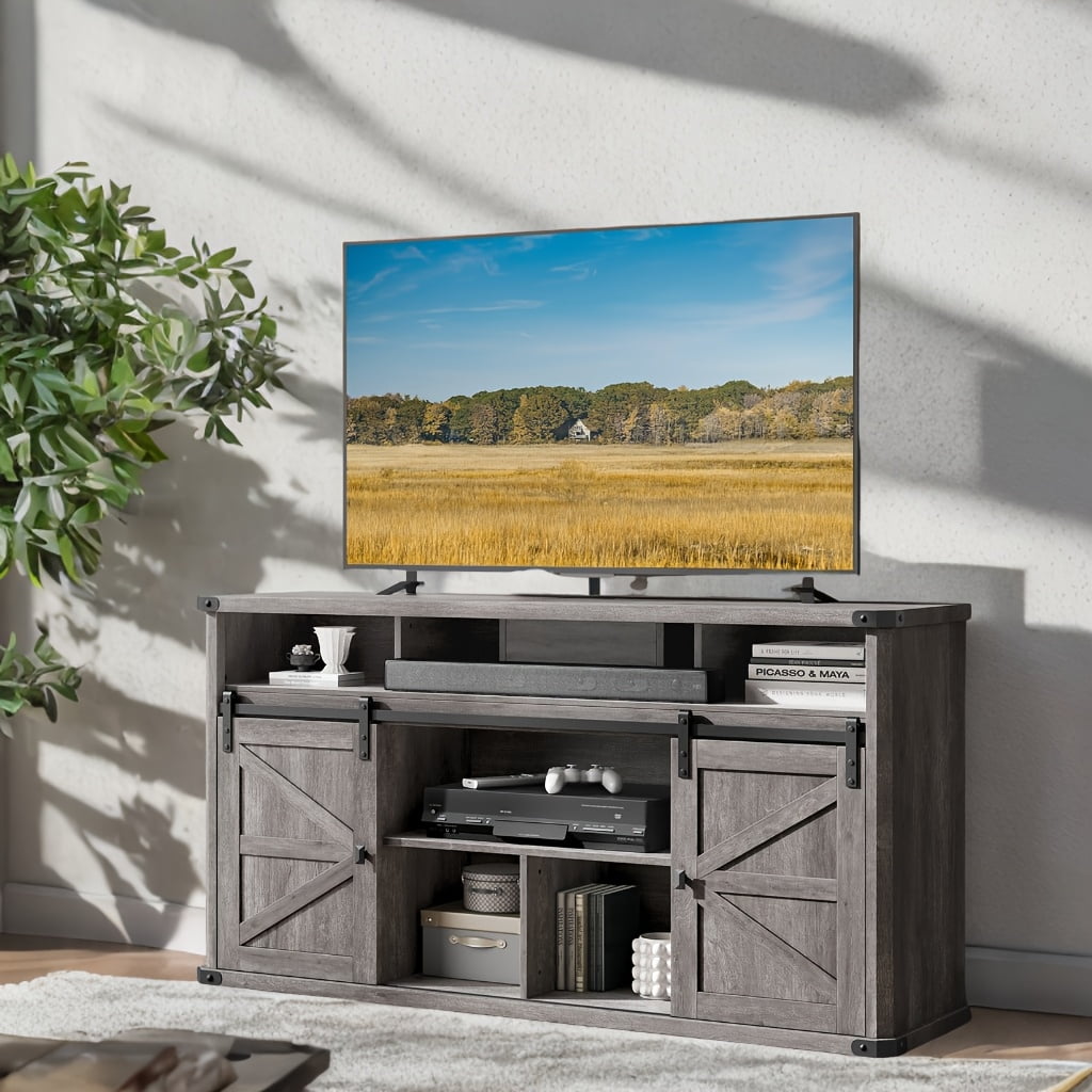 Farmhouse TV Stand For 65 Inch, Modern Entertainment Center With ...