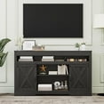 Farmhouse TV Stand with Sliding Barn Door for TVs up to 65+ Inch, 34" Tall Entertainment Center ...