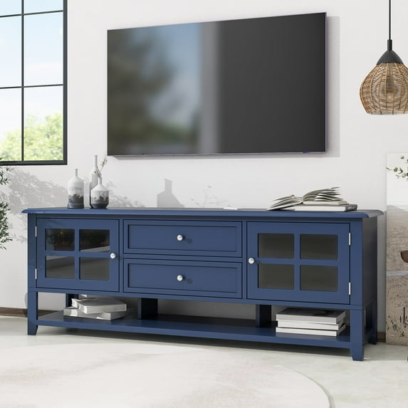 Farmhouse TV Stand for TVs up to 60", Cottage Wood Entertainment Center ...